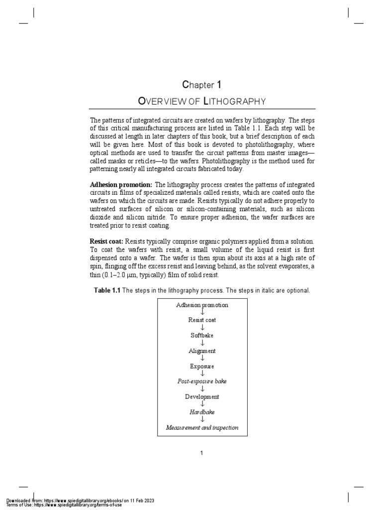 Overview of Photolithography Process | PDF | Photolithography ...