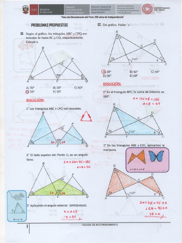 Solucionario SEMANA 01 Triangulos y Cuadrilateros | PDF