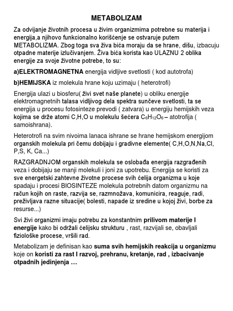 5 - Metabolizam | PDF