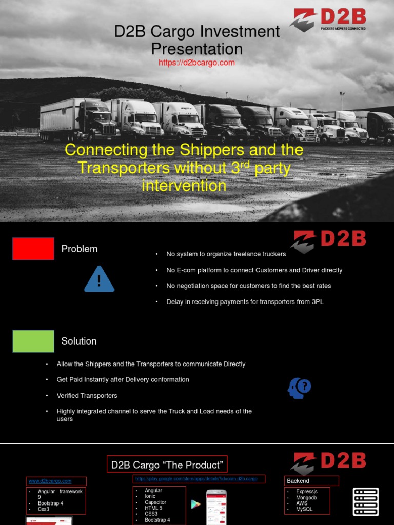 D2B Cargo Investment Presentation - Updated - India | PDF | Cargo ...