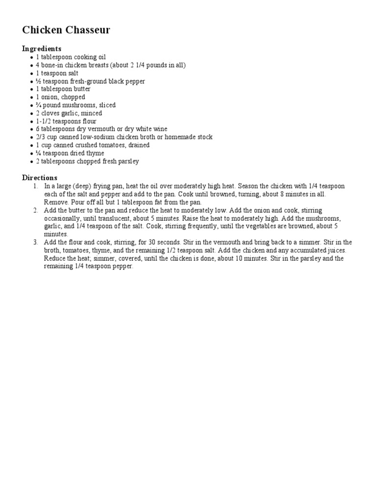 Chicken Chasseur | PDF