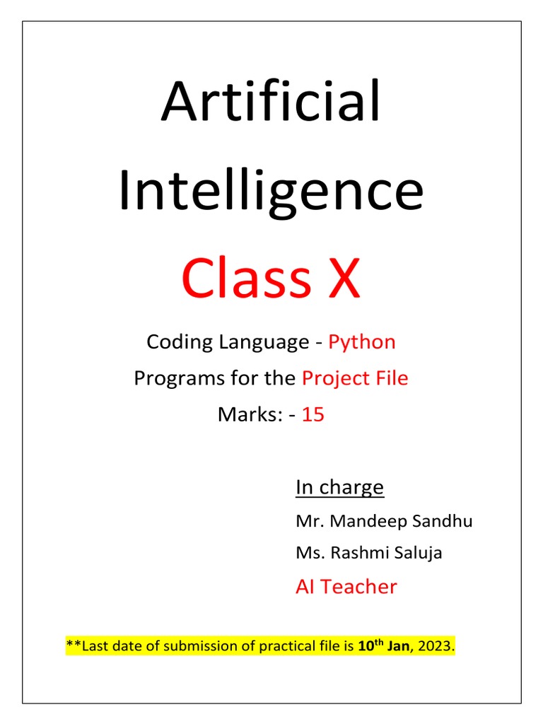 Resource 20221222142529 Class X - Ai - Python Project File | PDF