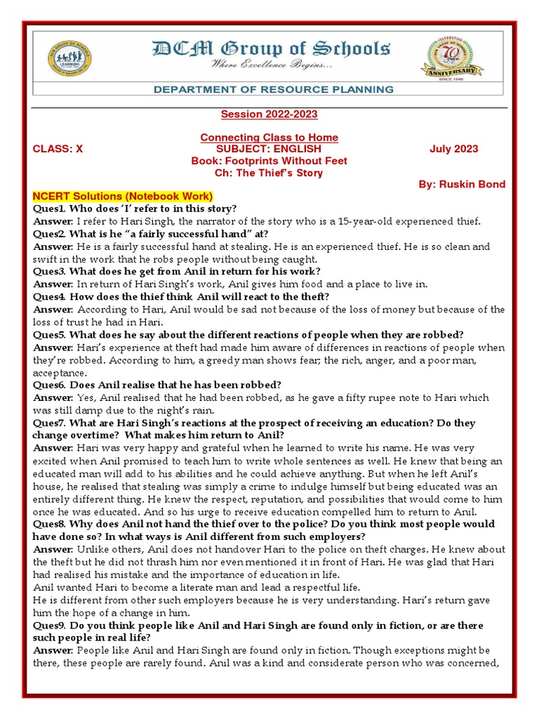 Resource 20220723125217 Class X English Ncert Solutions Notebook Work ...