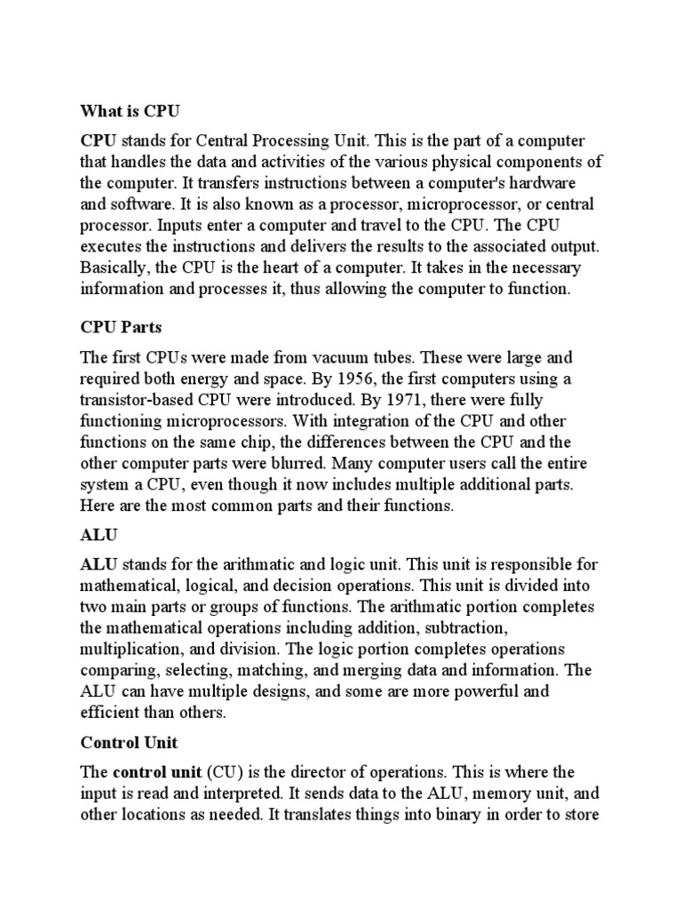 Cpu Parts | PDF | Central Processing Unit | Computer Data Storage