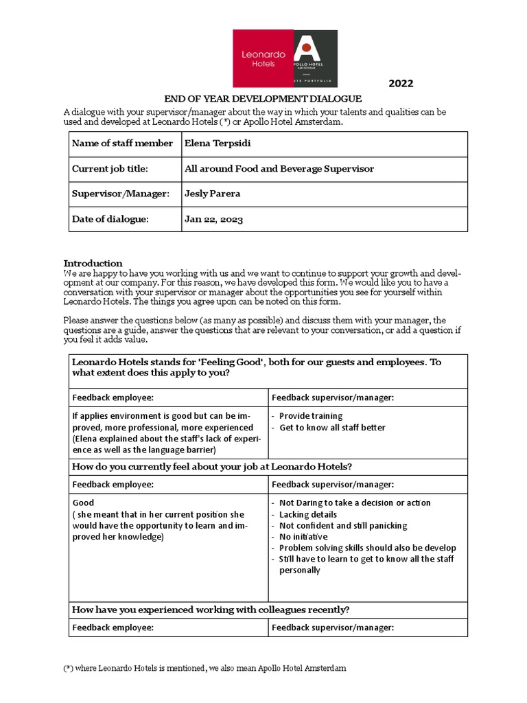 End of Year Development Dialogue | Download Free PDF | Behavior ...