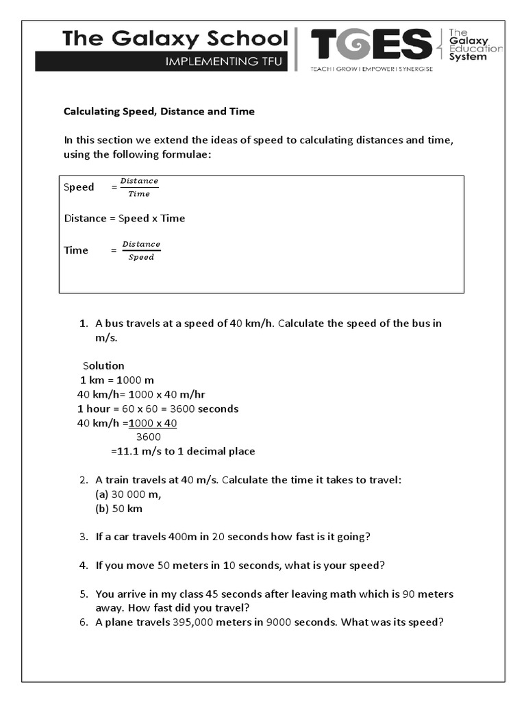 Calculating Speed | PDF