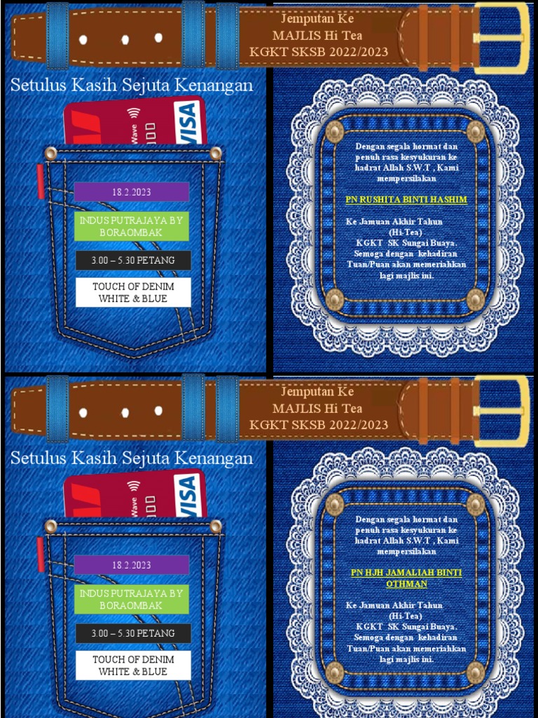 Kad Jemputan - Versi Jean Denim - Hi Tea | PDF