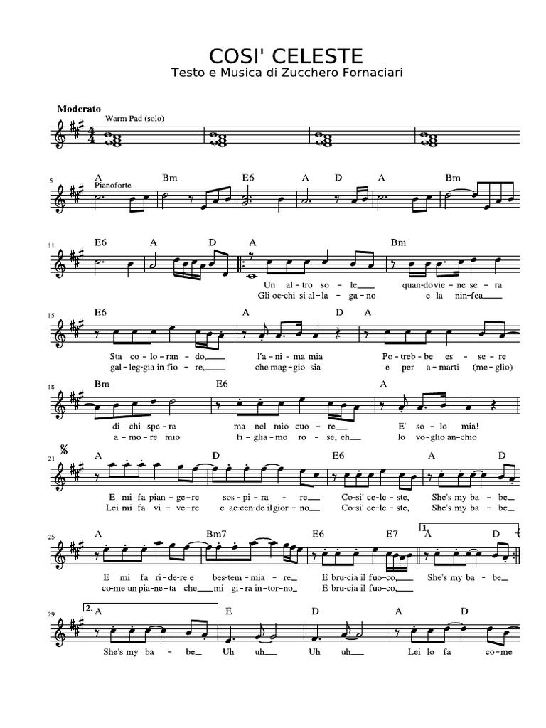 Così Celeste - Zucchero | PDF