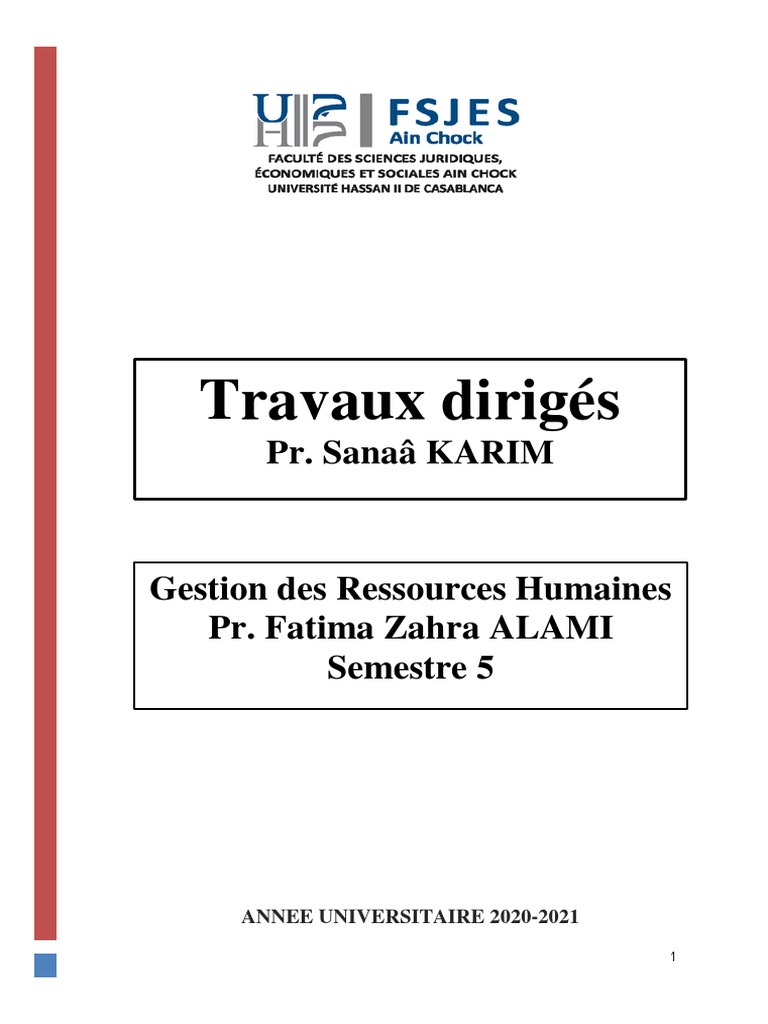 TD - GRH 2021-2 | PDF | Gestion des ressources humaines | Business