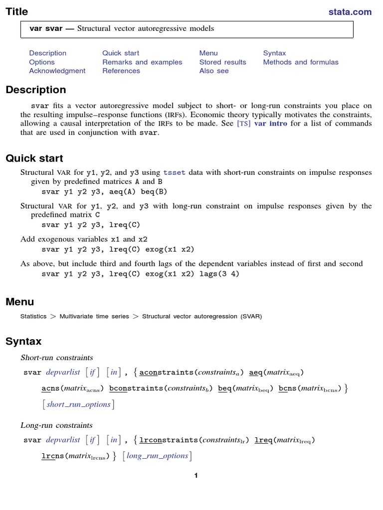 Tsvarsvar | PDF | Vector Autoregression | Autoregressive Model