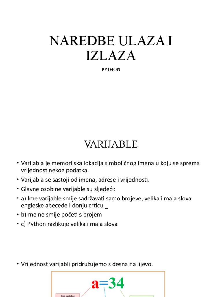 Naredbe Ulaza I Izlaza | PDF