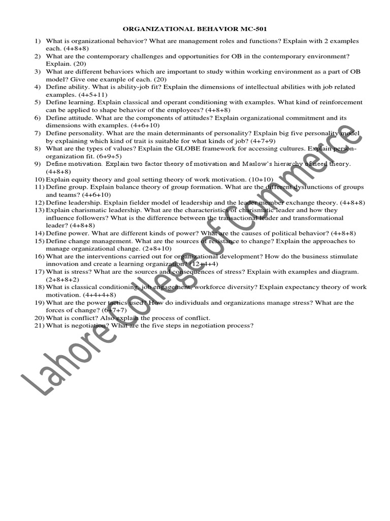 Ob 501 | PDF | Leadership | Motivational