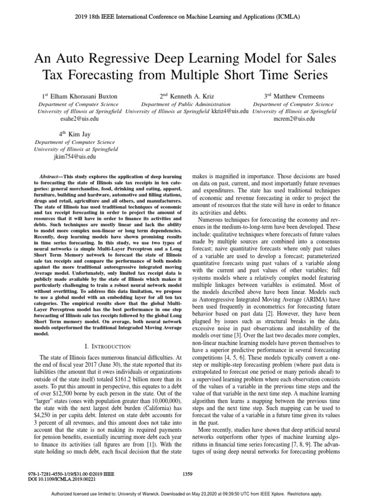 Buxton 2019 | PDF | Autoregressive Model | Forecasting