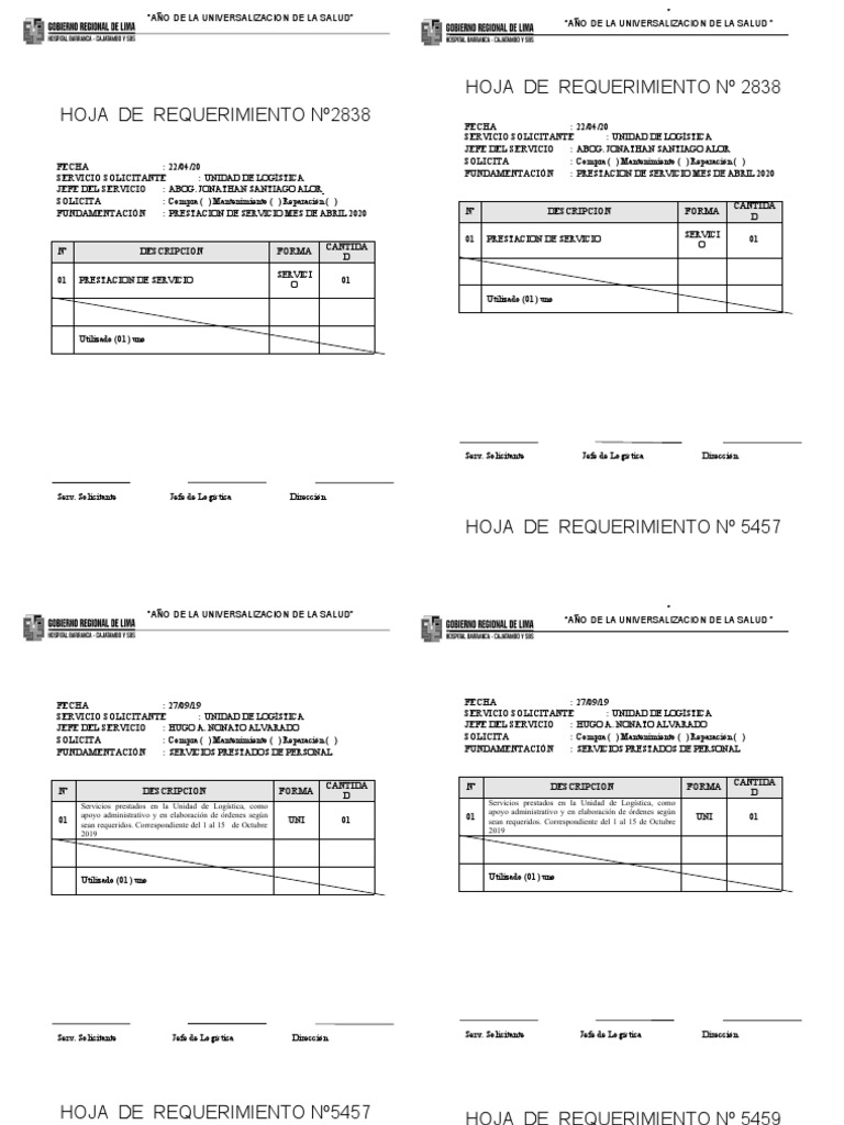 Requerimientos de Logística 2020-2019 | PDF | Logística | Industrias de servicio