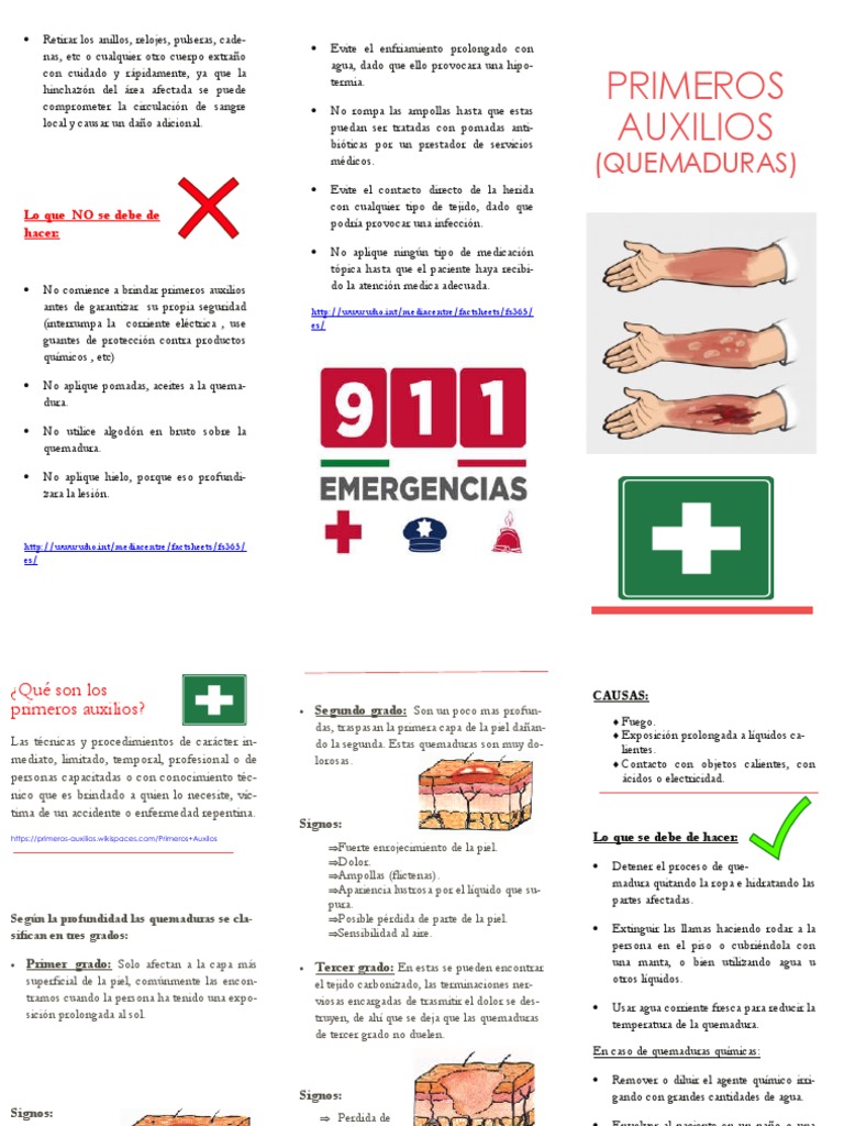 Triptico Quemadura | PDF | Quemar | Primeros auxilios
