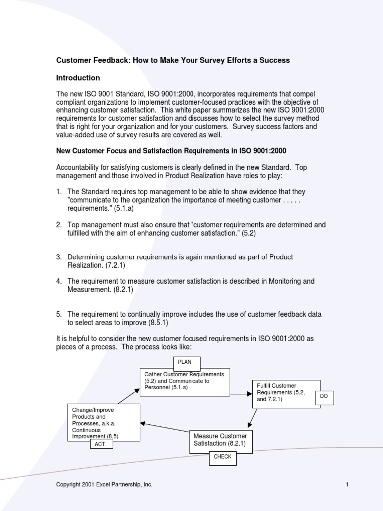 Customer Feedback | PDF | Customer Satisfaction | Iso 9000
