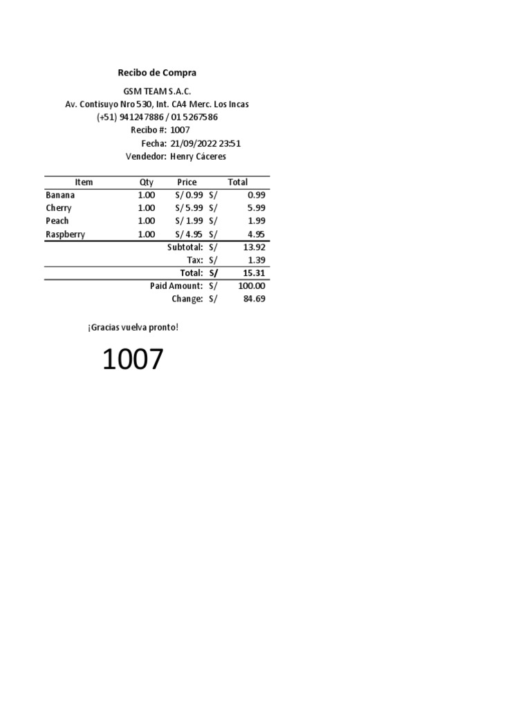 Recibo de Compra | PDF