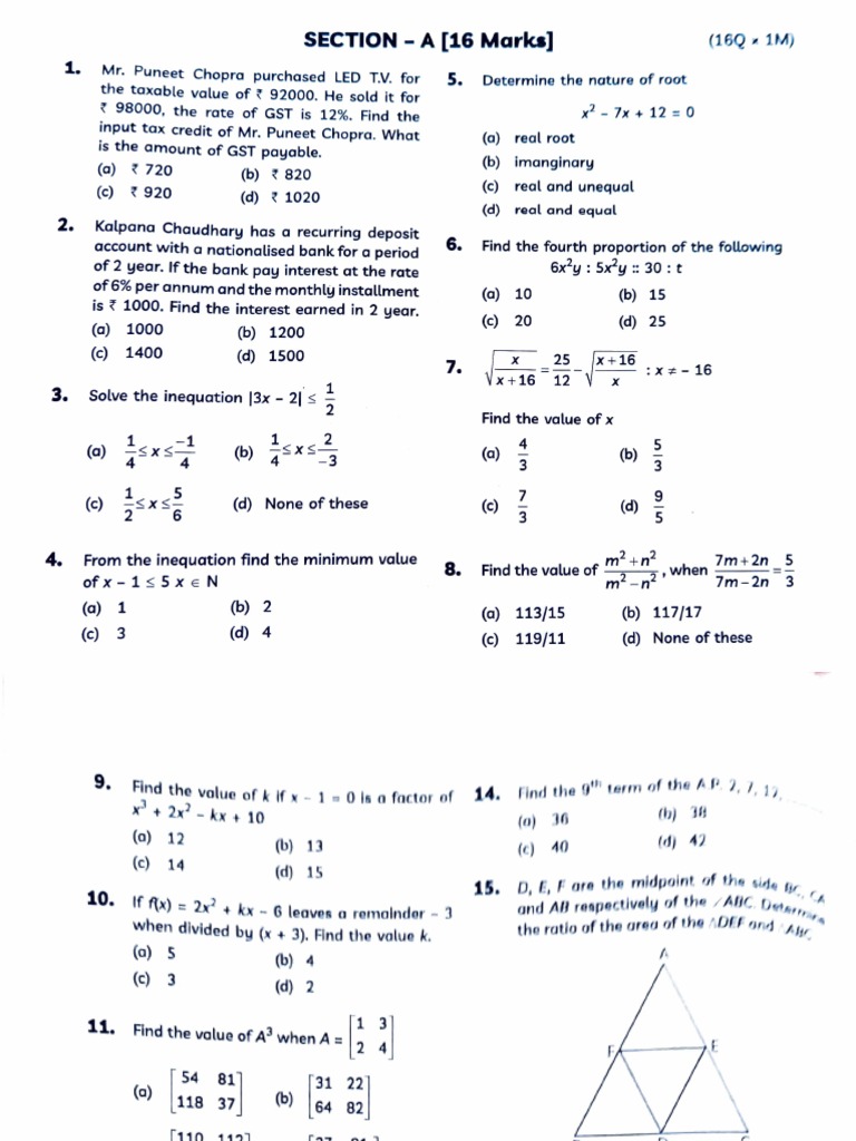 Maths Term 1 - QPs 1,2,3 | PDF | Elementary Mathematics | Mathematics
