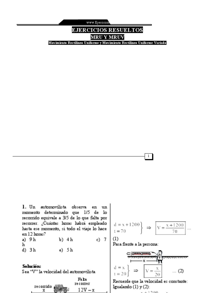 Ejercicios Resueltos de MRU y MRUV | PDF | Aceleración | Velocidad