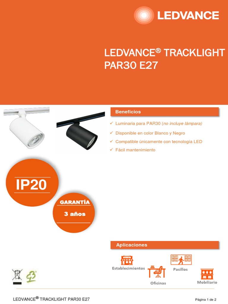 Ledvance Tracklight Par30 E27 | PDF | Bienes manufacturados ...