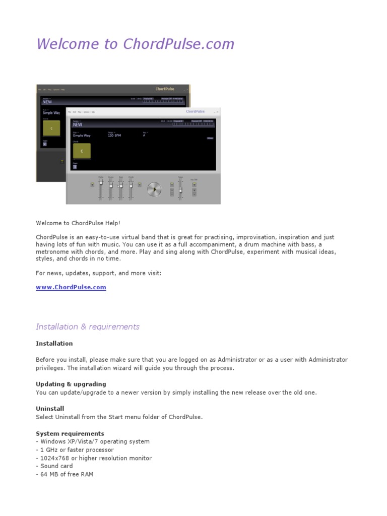 ChordPulse Manual | PDF | Piano | Drum Kit
