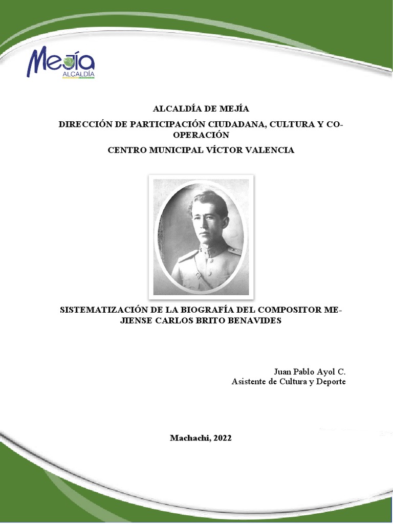 Sistematización Biografía Carlos Brito Pdf Ecuador Entretenimiento 0330