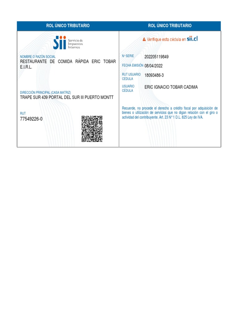 Cedula Rut Electronica-1 | PDF