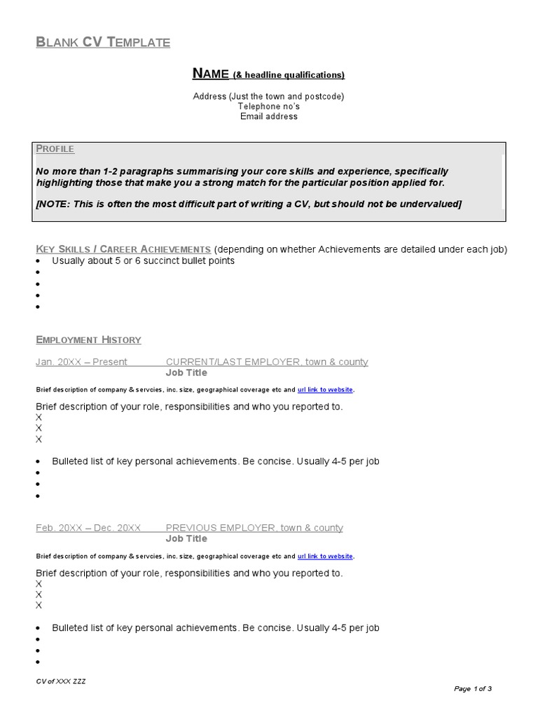 Template and Example CV 1 1 | PDF | World Wide Web | Internet & Web