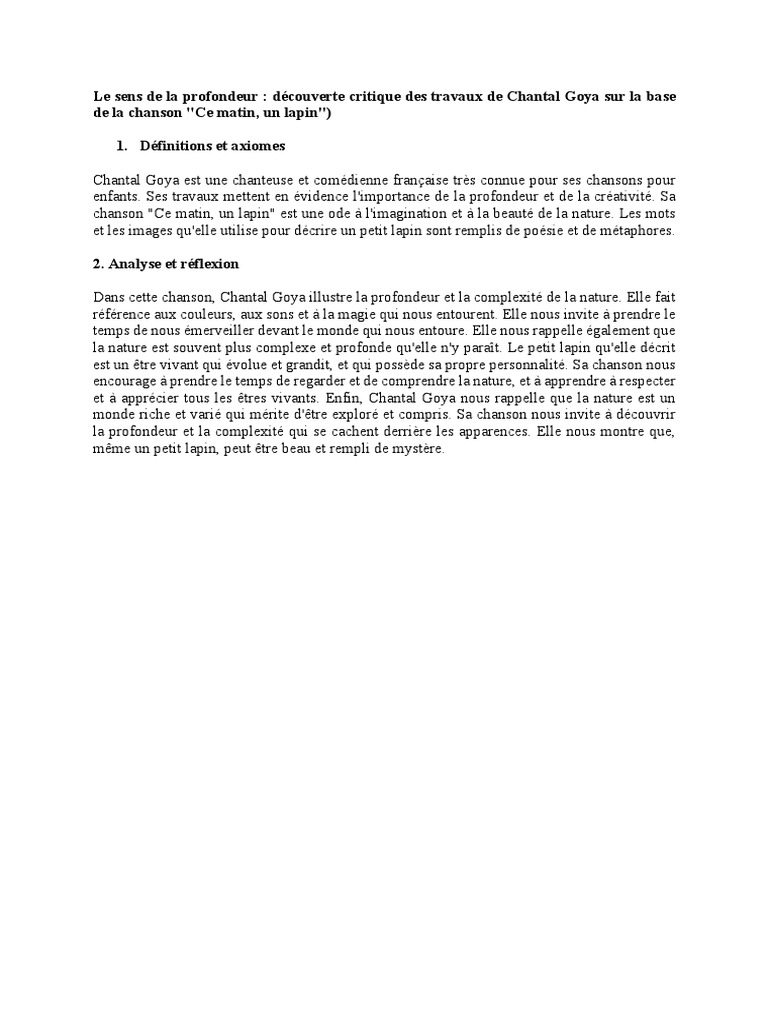 Analyse de "Ce matin, un lapin" | PDF
