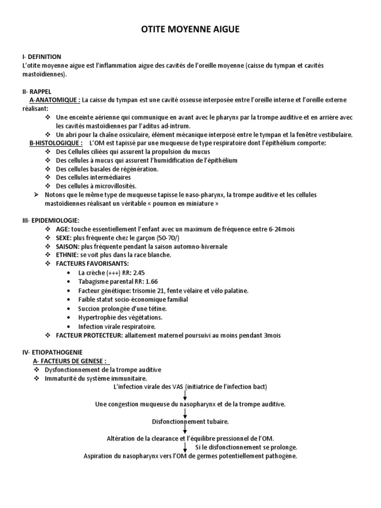 Otite Moyenne Aiguë : Diagnostic et Évolution | PDF | Oreille | Épithélium