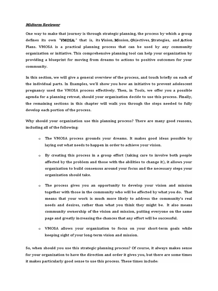 VMOSA | PDF | Strategic Management | Strategic Planning