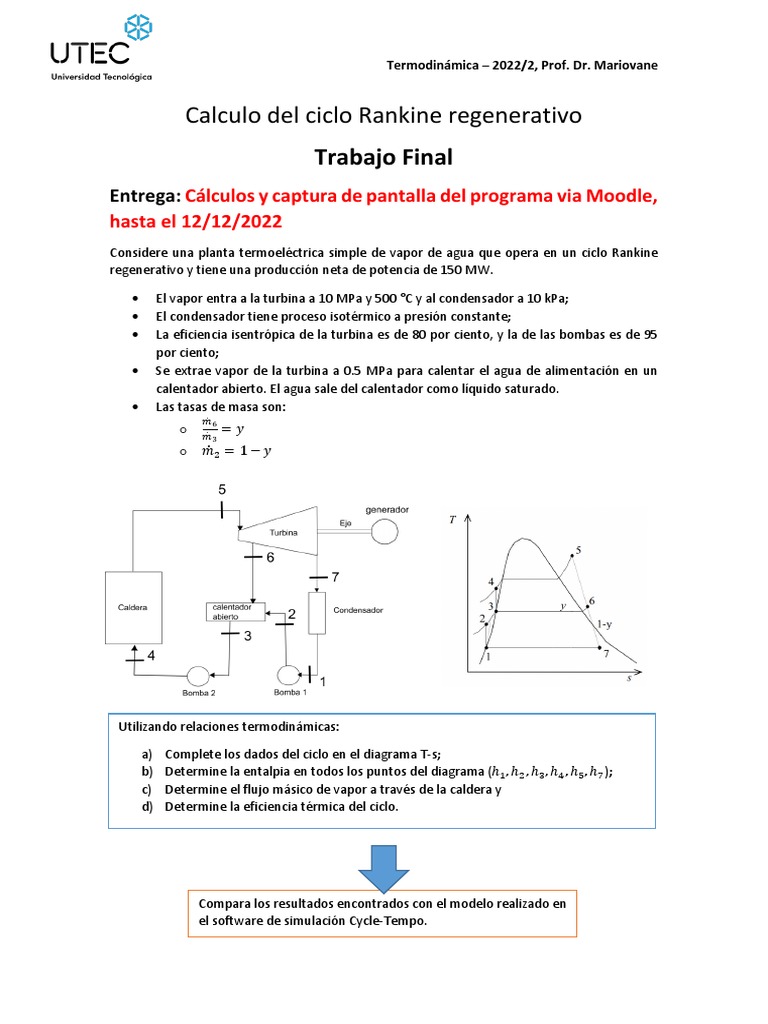 Trabajo - Rankine Ciclo Regenerativo | PDF | Naturaleza | Tecnología energética