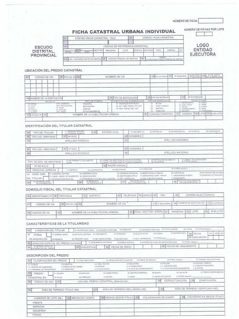 Ficha Catastral Urbana Individual | PDF