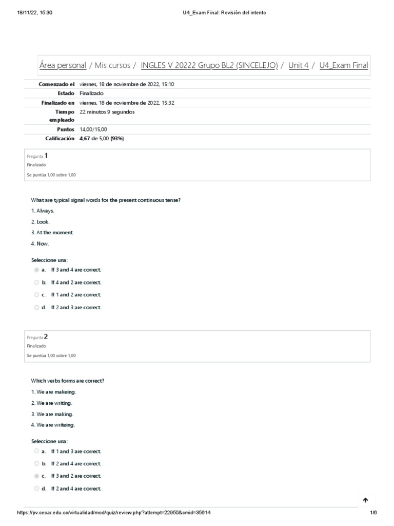 U4 - Exam Final - Revisión Del Intento FINAL | PDF | Language Families ...