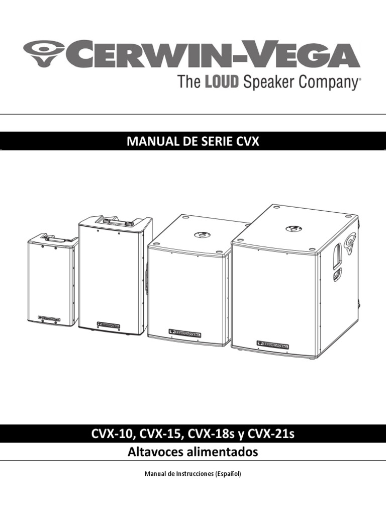 CVX Series User Manual Spanish | PDF | Altoparlante | Enchufes y tomas de corriente alterna