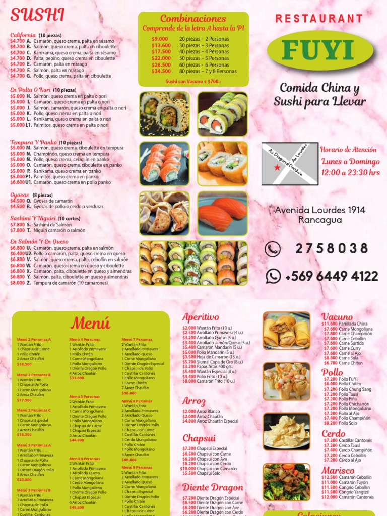 MENU Fuyi Nuevo Listo v2 | PDF | Comida y bebida | Carne