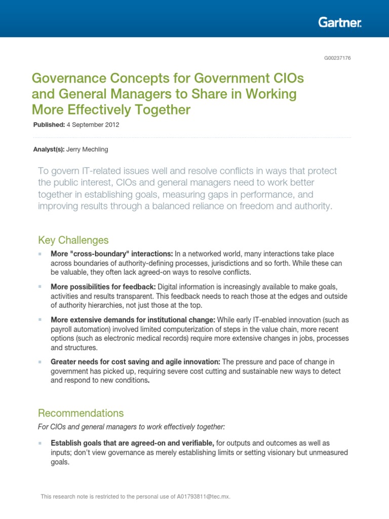 Gobernanza IT en Las Organizaciones | PDF | Governance | Chief ...