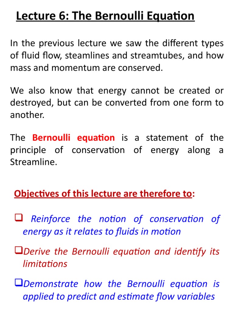 Lecture 6 - The Bernoulli Equation | Download Free PDF | Fluid Dynamics ...
