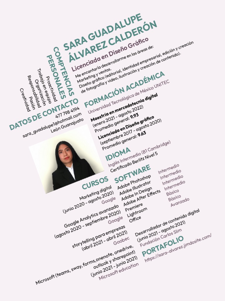 CV Sara Guadalupe Álvarez Calderón | PDF | Diseño gráfico | Medios de ...