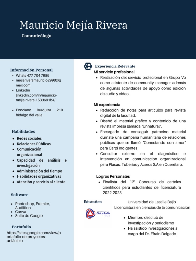 CVMauricio Mejía Rivera | PDF | Informática | Comunicación