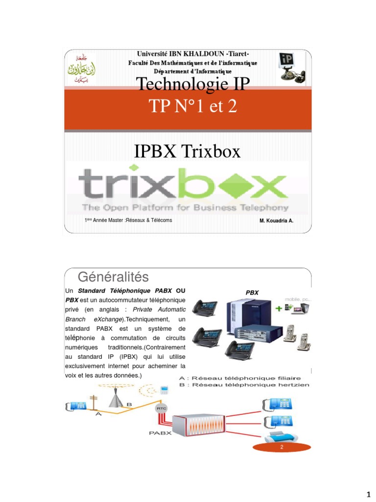 TP 1-2 Trixbox - 2 | PDF | Voix sur IP | séance d'initiation au protocoles