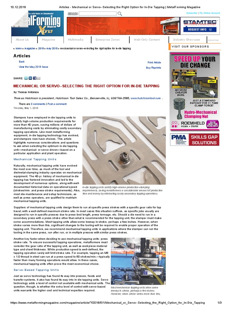 Articles - Mechanical or Servo - Selecting The Right Option For In-Die ...