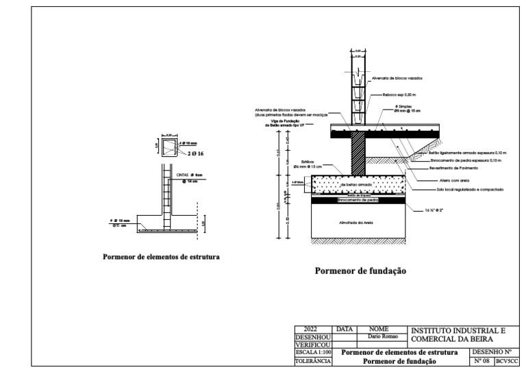 Pormenor de Fundação | PDF | Engenharia Civil | Componentes