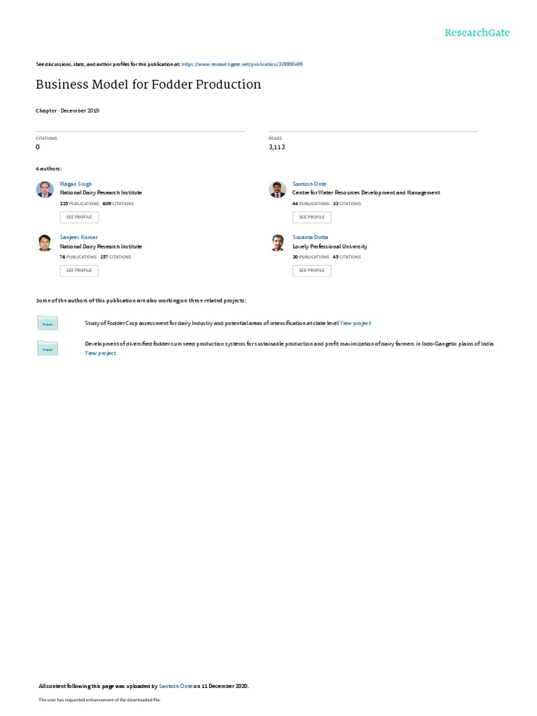 Business Model For Fodder Production | PDF | Legume | Oat