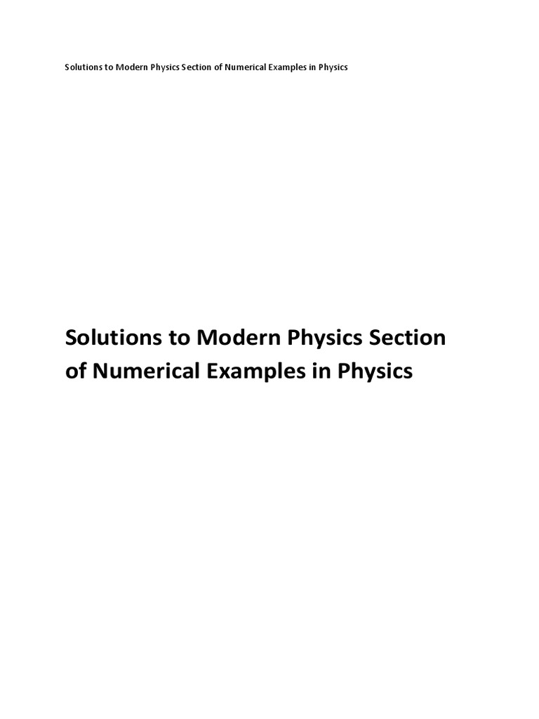 N N Ghosh Modern Physics Solutions To Numerical Examples in Physics For ...