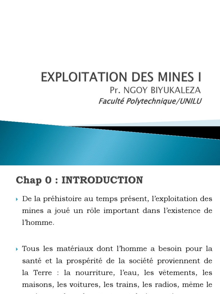 Cours sur l'exploitation minière | PDF | Exploitation minière | Alluvion