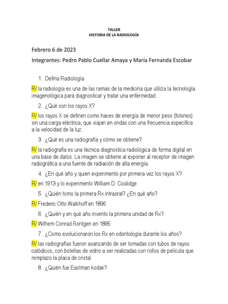 Taller Radiólogia Pedro Cuellar y Maria Fernanda Escobar | PDF