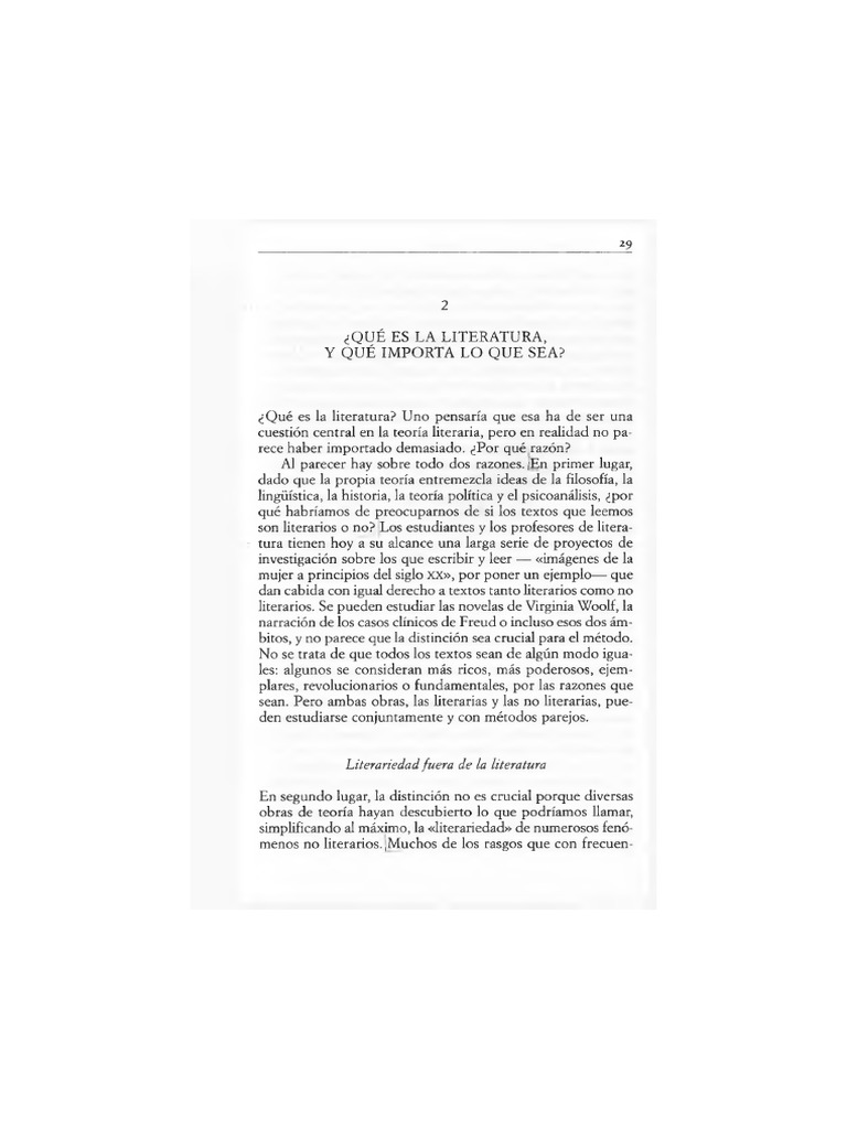 Jonathan Culler. Breve Introduccion A La Teoria Literaria. Capitulo 2 ...