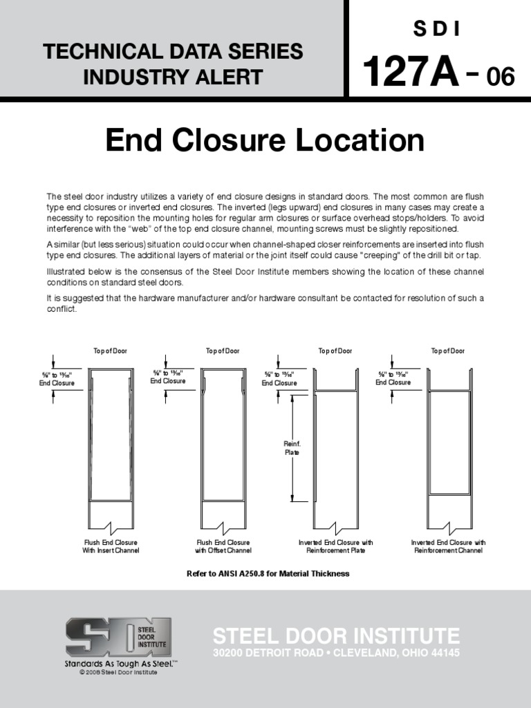 End Closure Location: Technical Data Series Industry Alert SDI | PDF ...