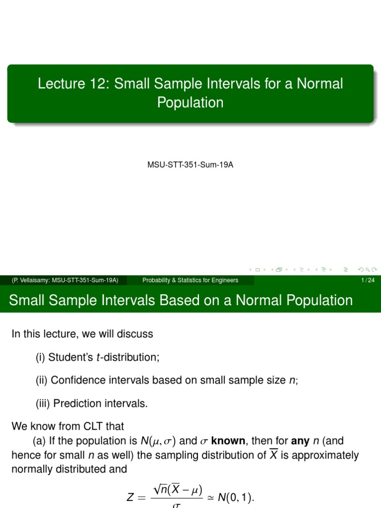 Small Sample Confidence Intervals | PDF